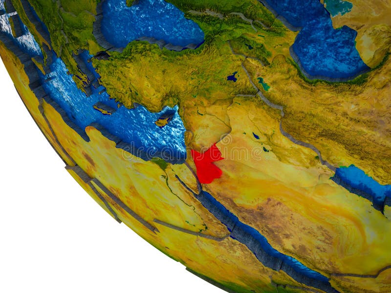 Jordan on 3D Earth stock illustration. Illustration of earth - 130615766