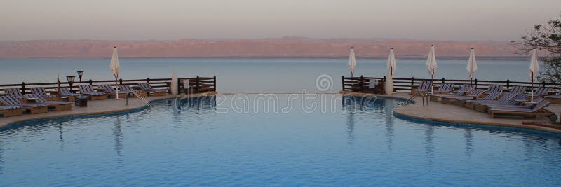 Jordan Dead Sea Resort Infinity Pool Stock Photo - Image of swimming ...