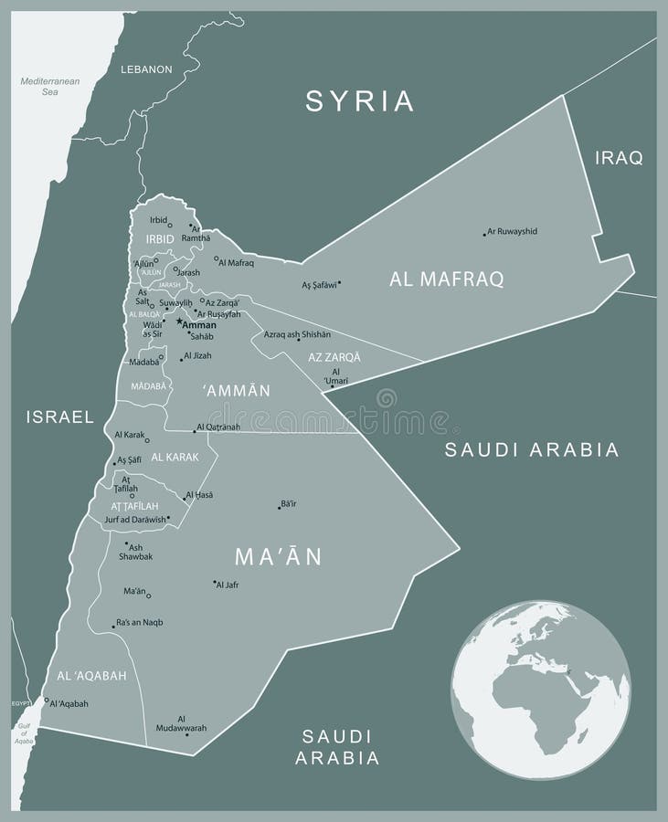 Jordan - Detailed Map with Administrative Divisions Country. Vector ...