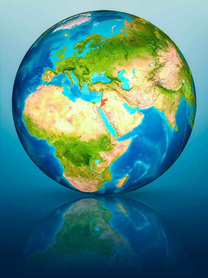 Jordan on Earth on Reflective Surface Stock Illustration - Illustration ...