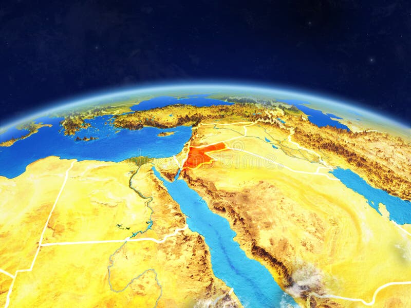 Jordan on Earth from space stock photo. Image of continent - 130232716