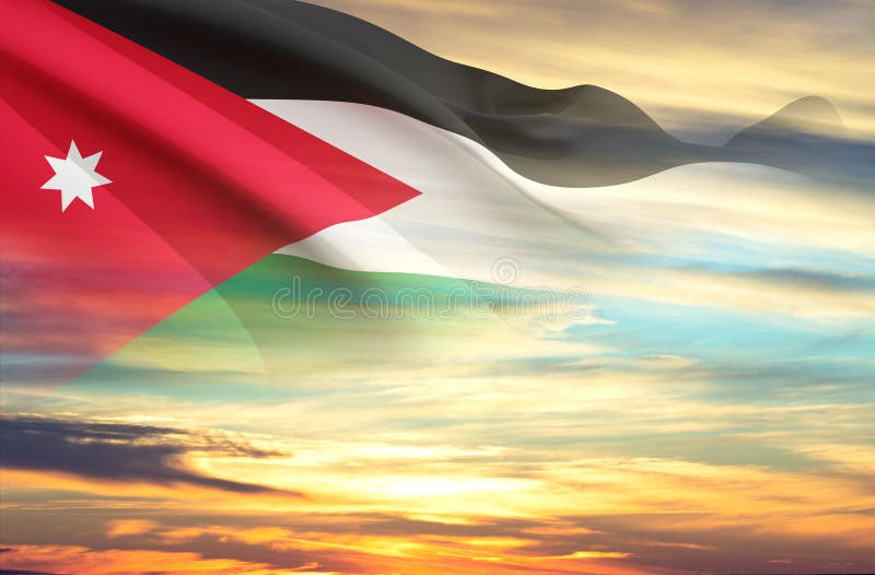 Jordan Flag Against the Sunset Stock Illustration - Illustration of ...