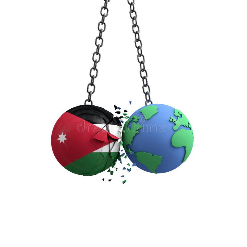 Jordan Flag Ball Hits Planet Earth. Environmental Impact Concept Stock ...