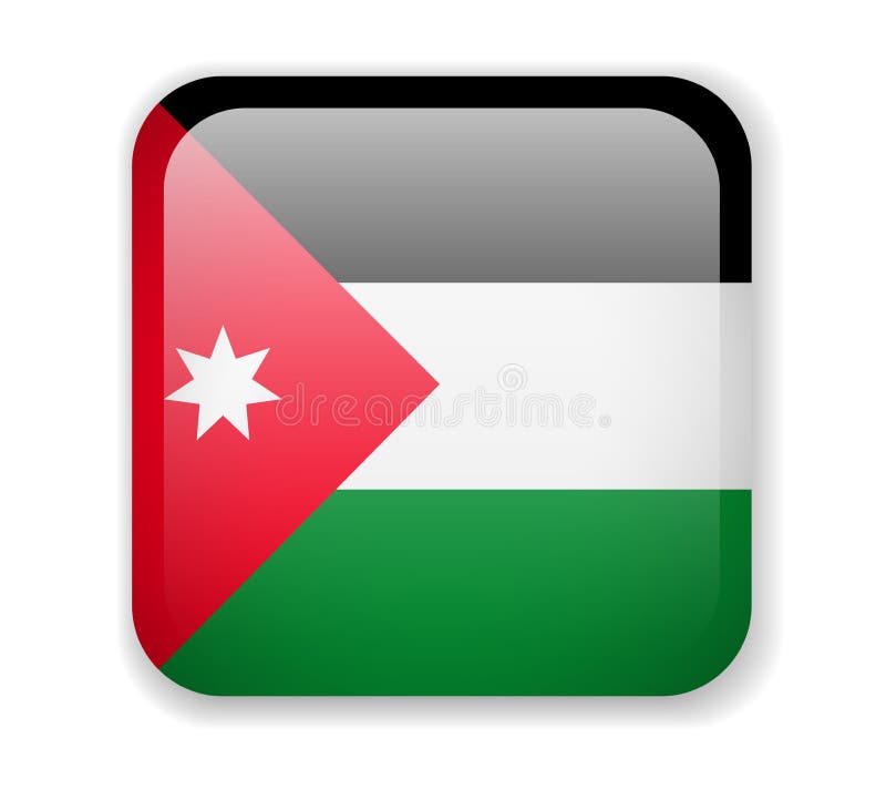 Jordan Flag Bright Square Icon on a White Background Stock Illustration ...