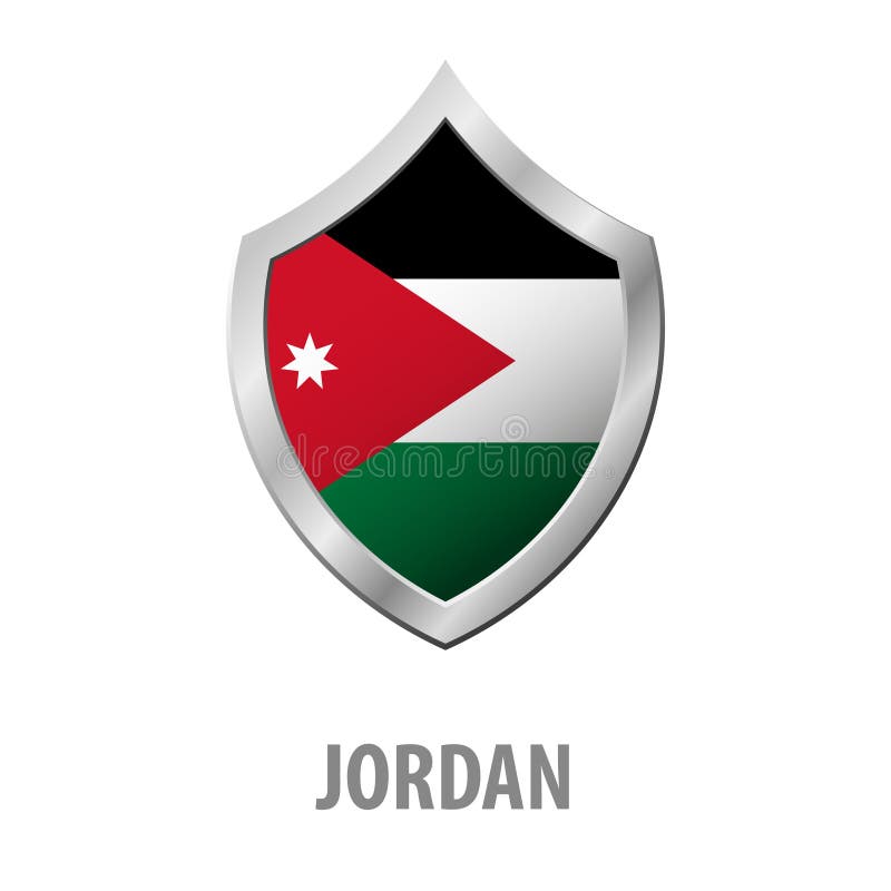Jordan Flag on Metal Shiny Shield Illustration. Stock Illustration ...