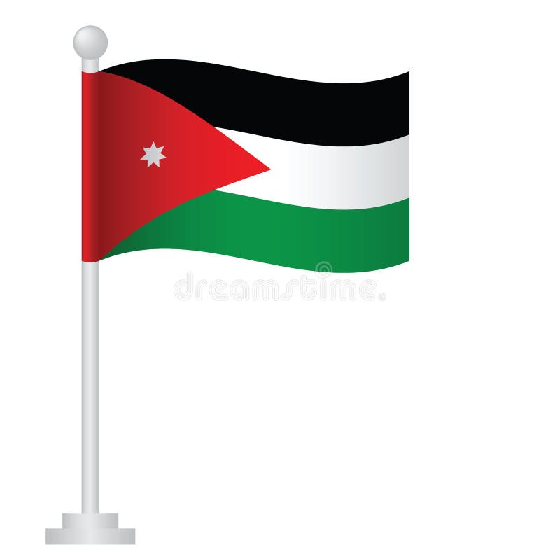 Jordan Flag. National Flag of Jordan on Pole Vector Stock Vector ...