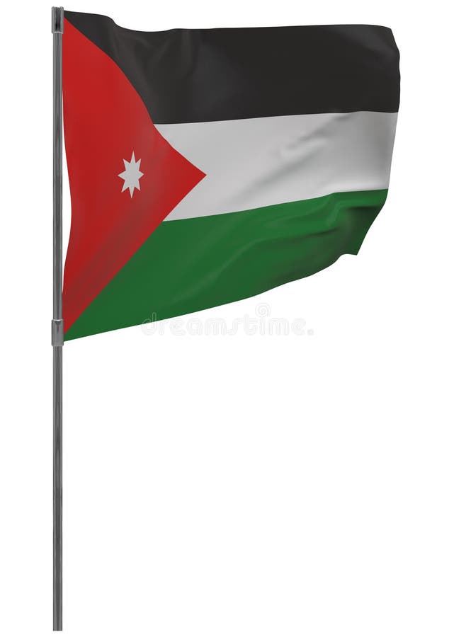 Jordan Flag on Pole Isolated Stock Illustration - Illustration of wind ...