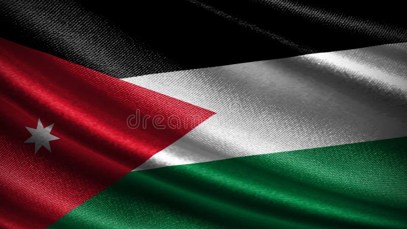 Jordan Flag with Realistic Silky Wave Texture Stock Illustration ...