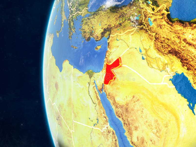 Jordan on globe from space stock illustration. Illustration of science ...
