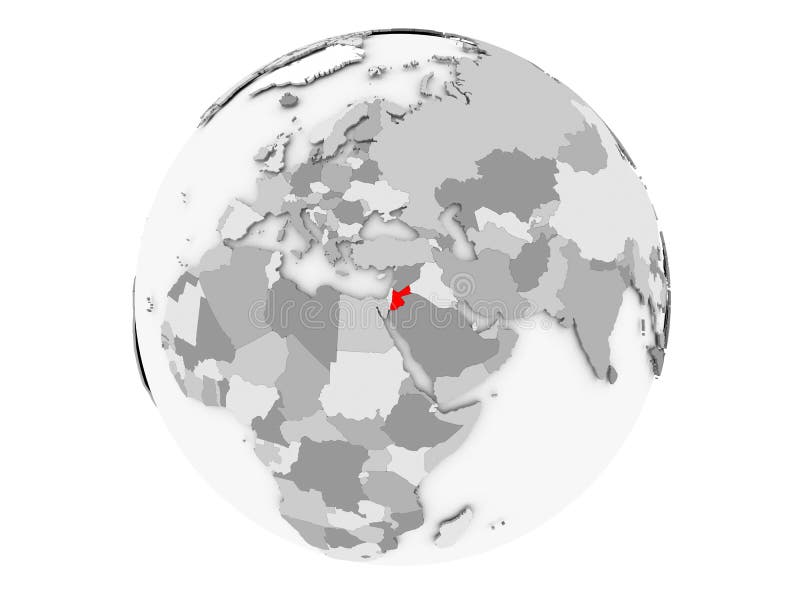 Jordan in red on grey map stock illustration. Illustration of grey ...