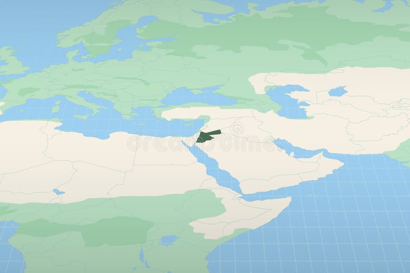 Jordan Highlighted on a Detailed Map, Geographic Location of Jordan ...