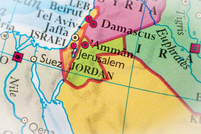 Jordan Highlighted on a World Map Stock Image - Image of exploration ...
