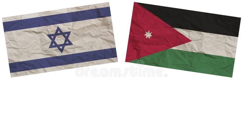 Jordan and Israel Flags Together Paper Texture Illustration Stock ...