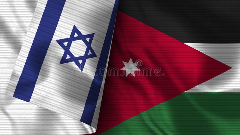 Jordan and Israel Realistic Flag â€“ Fabric Texture Illustration Stock ...