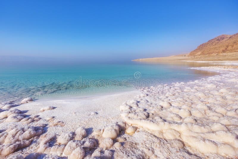 Jordan Landscape. Shore of the Dead Sea. Stock Image - Image of rest ...
