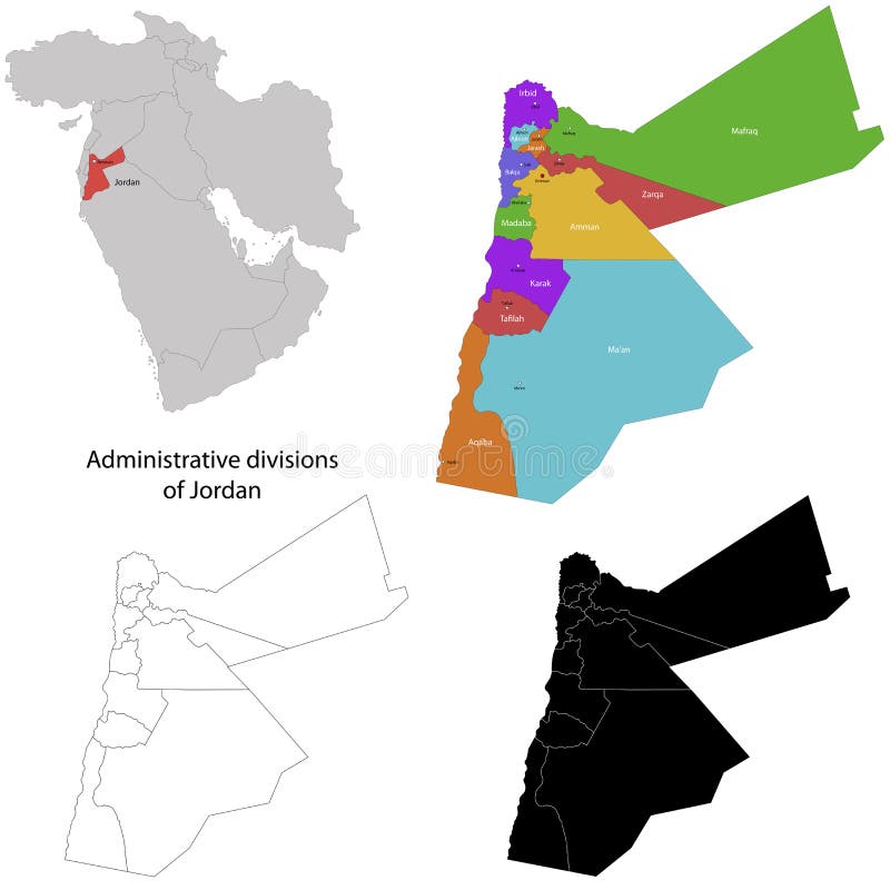 Jordan map stock vector. Illustration of kingdom, outline - 31412388