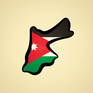 Jordan - Map Colored with Flag Stock Vector - Illustration of vector ...