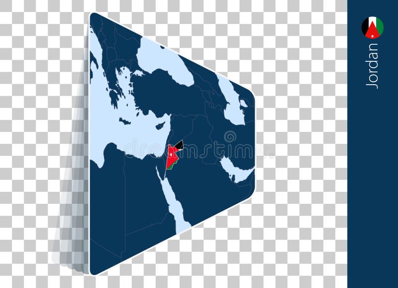 Jordan Map and Flag on Transparent Background Stock Vector ...