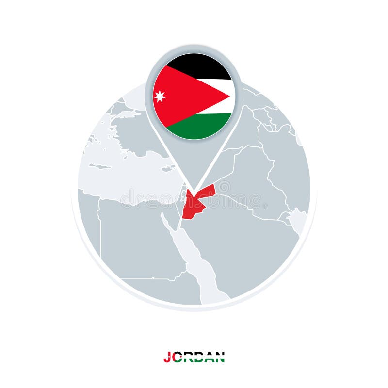 Jordan Map and Flag, Vector Map Icon with Highlighted Jordan Stock ... Jordan Map and Flag, Vector Map Icon with Highlighted Jordan Stock ...