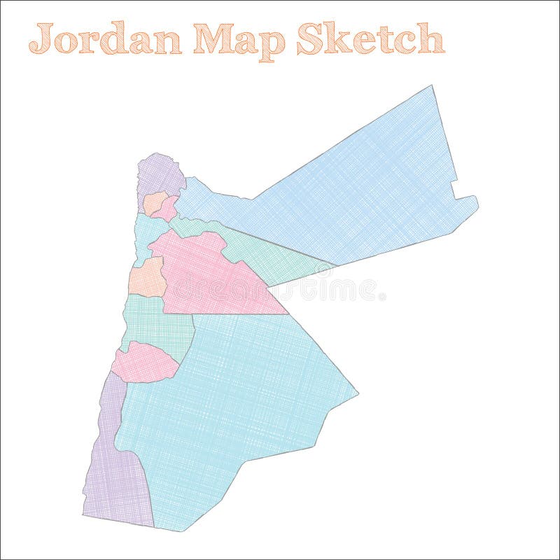 Jordan hand-drawn map. stock vector. Illustration of bright - 133412431