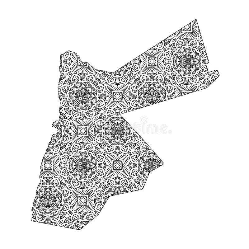 Jordan Map with Mandala Design Stock Vector - Illustration of ...
