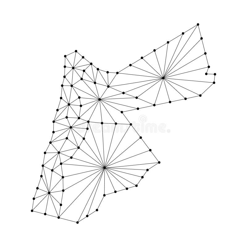 Jordan Map of Polygonal Mosaic Lines Network, Rays, Dots Illustration ...