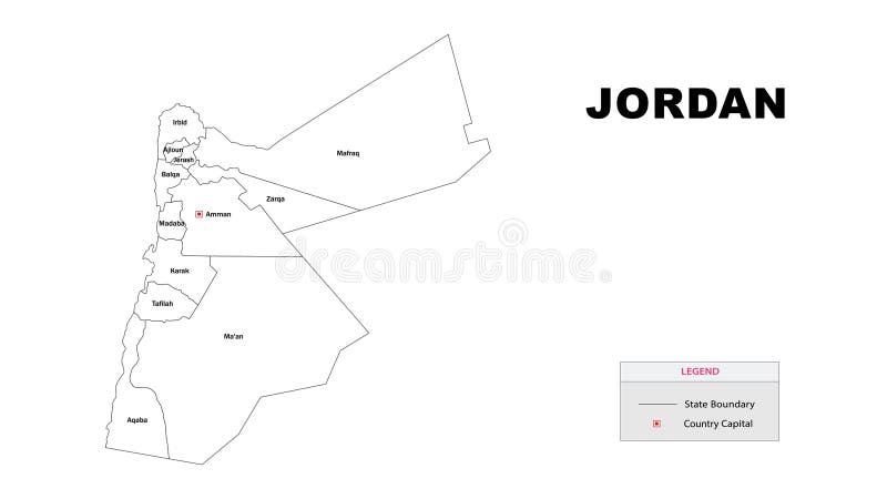 Jordan Map. State and District Map of Jordan Stock Vector ...