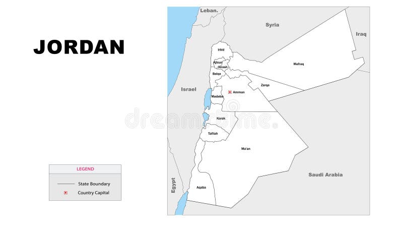 Jordan Map. State and District Map of Jordan Stock Vector ...
