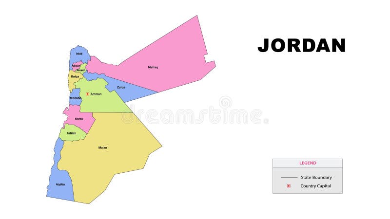 Jordan Map. State and District Map of Jordan Stock Vector ...