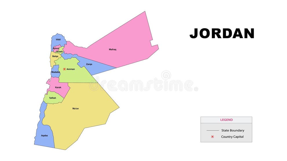 Jordan Map. State and District Map of Jordan Stock Vector ...