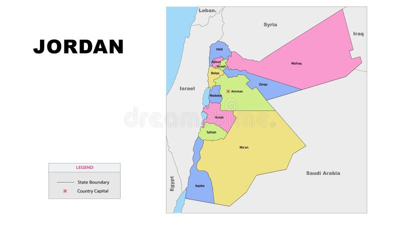 Jordan Map. State and District Map of Jordan Stock Vector ...