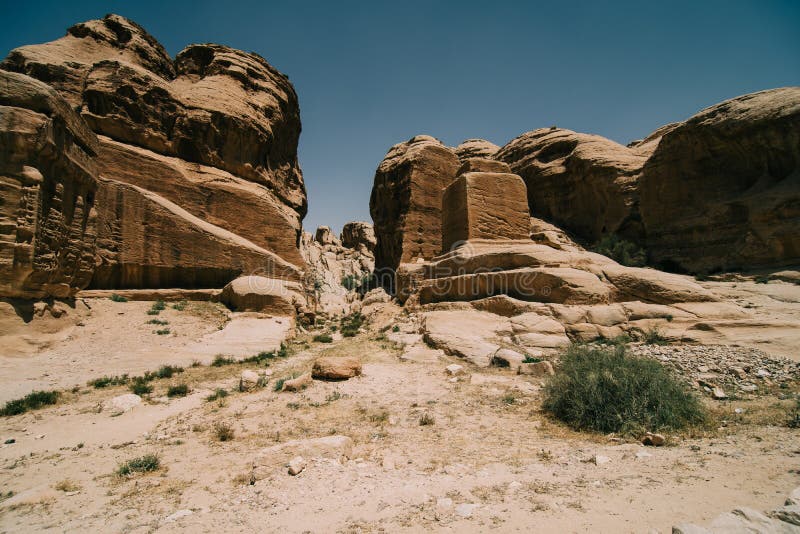 Jordan - May, 2019: View from Road To Monastery in Petra Jordan ...