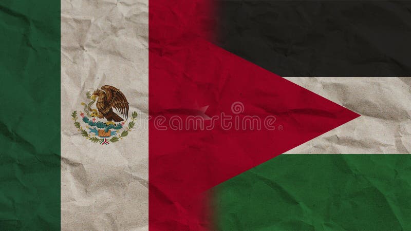 Jordan and Mexico Flags Together, Crumpled Paper Effect 3D Illustration ...