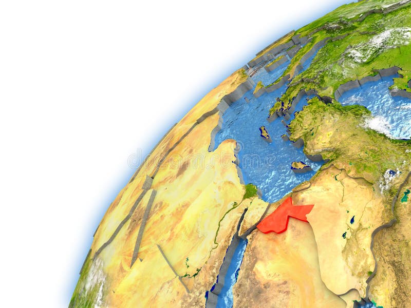 Jordan on Model of Planet Earth Stock Illustration - Illustration of ...