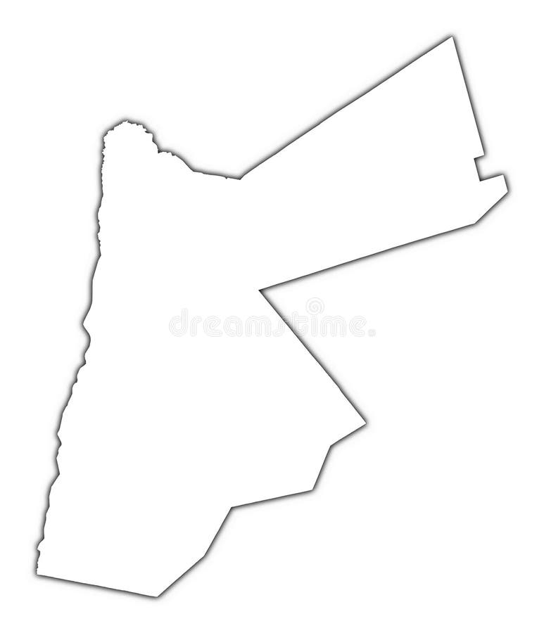 Jordan Outline Map with Shadow Stock Illustration - Illustration of ...