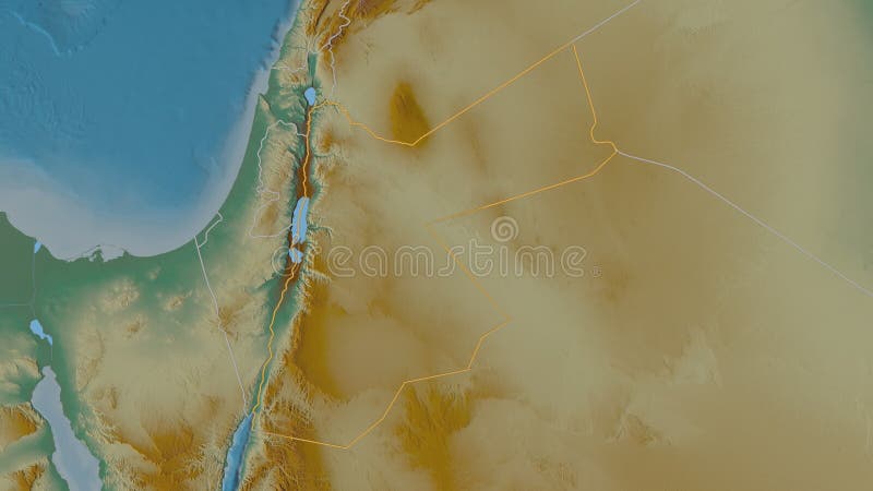Jordan - overview. Relief stock illustration. Illustration of region ...