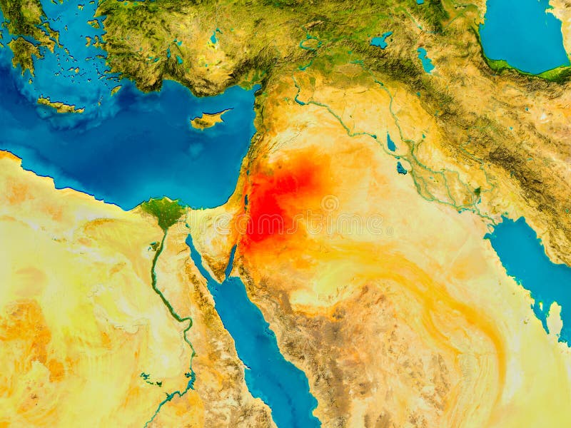 Jordan on physical map stock illustration. Illustration of detailed ...