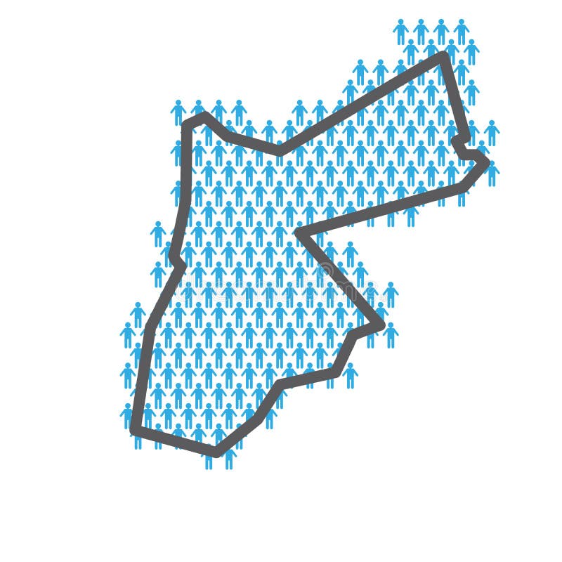 Jordan Population Map. Country Outline Made from People Figures Stock ...