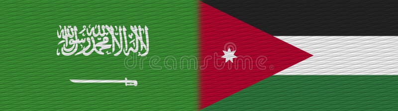 Jordan and Saudi Arabia Fabric Texture Flag â€“ 3D Illustrations Stock ...
