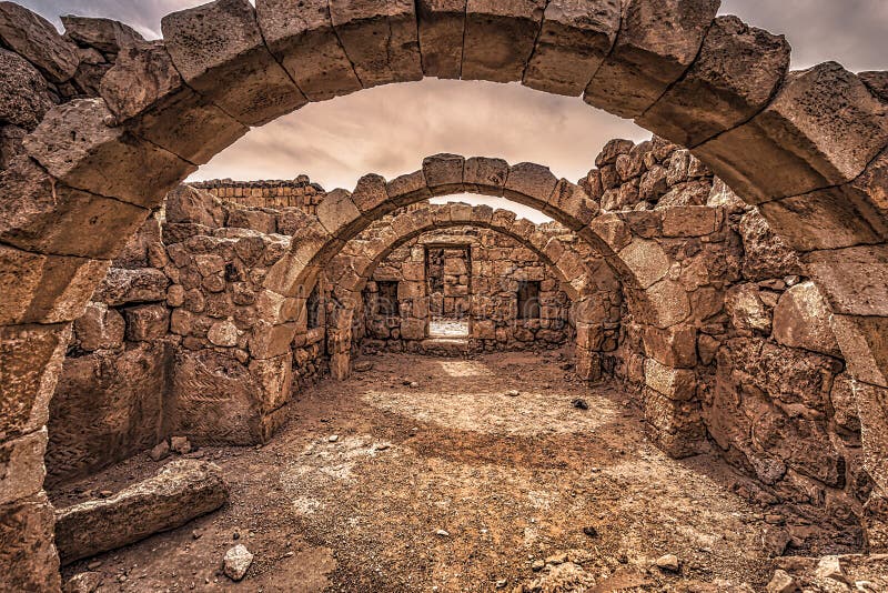 Jordan - September 30, 2018: Ruins of an Ancient Castle in the Dunes of ...