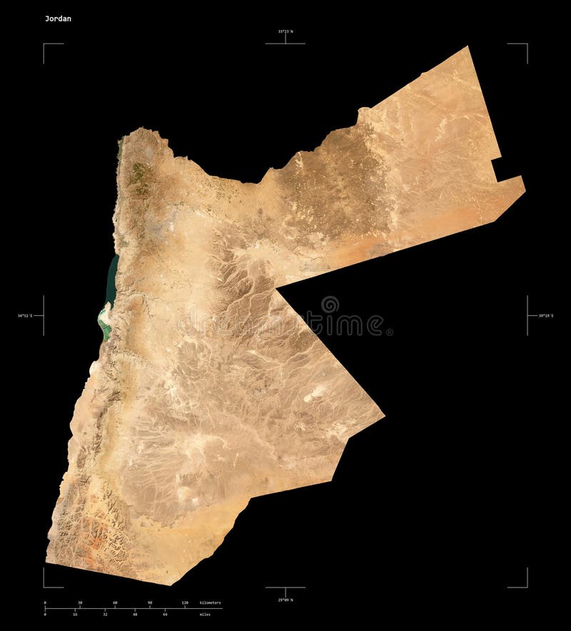 Jordan Shape on Black. Low-res Satellite Stock Illustration ...