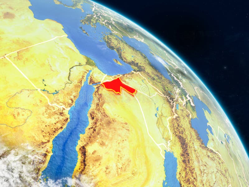 Jordan from space stock illustration. Illustration of view - 114506912