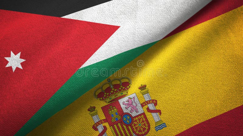 Jordan and Spain Two Flags Textile Cloth, Fabric Texture Stock ...