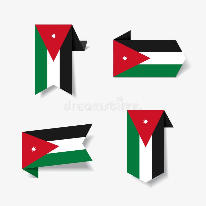 Jordanian Flag Stickers and Labels. Vector Illustration. Stock Vector ...