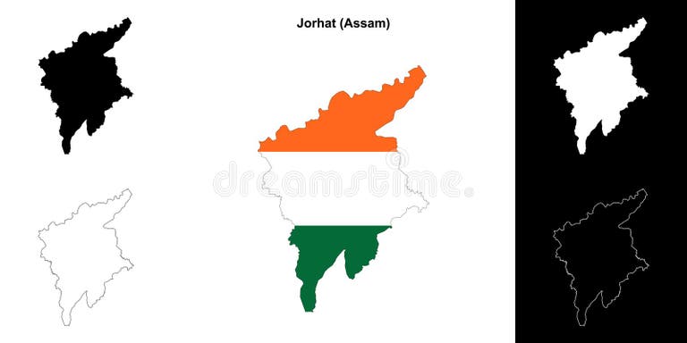Jorhat outline map stock vector. Illustration of vector - 368823324
