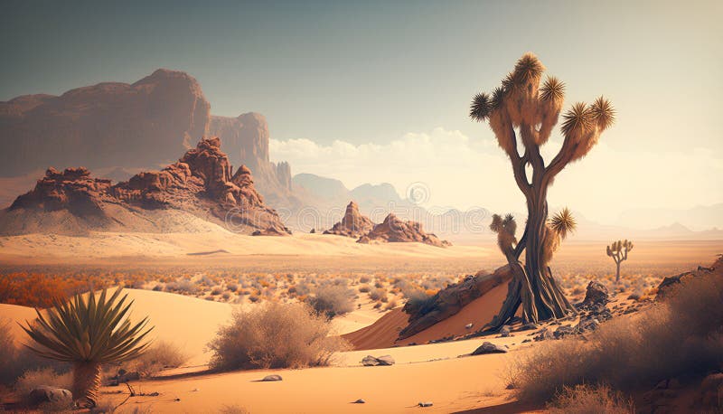 Joshua Tree in the Desert. 3D Rendered Illustration Stock Illustration ...
