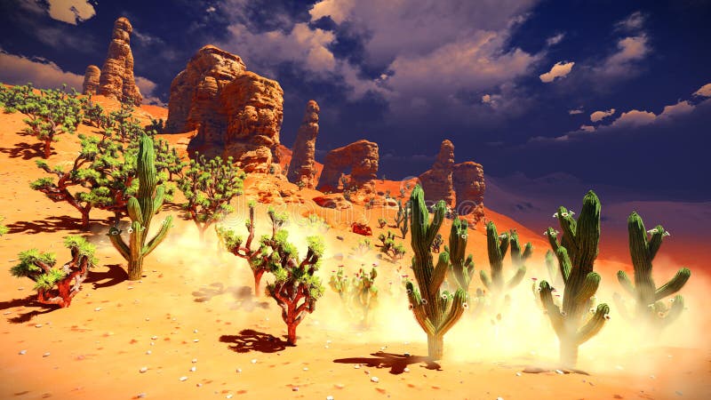 Joshua trees on desert stock illustration. Illustration of outdoor ...