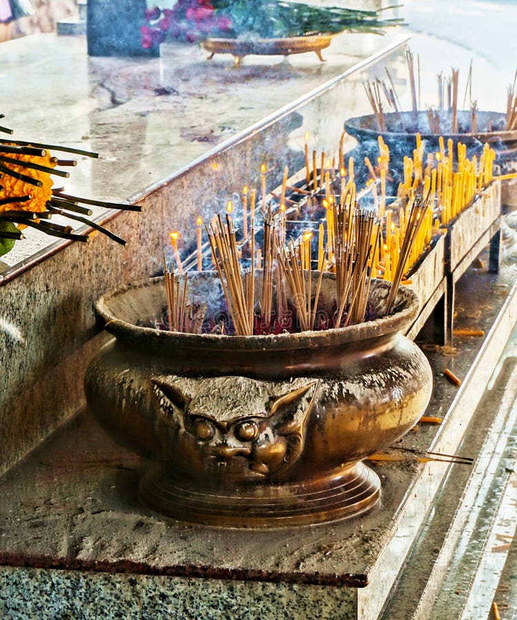 Joss stick pot stock image. Image of smoke, burning, stick - 50269783