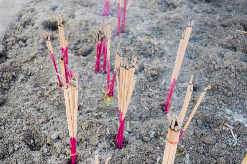 Joss sticks in an ashes stock image. Image of buddhism - 29010513