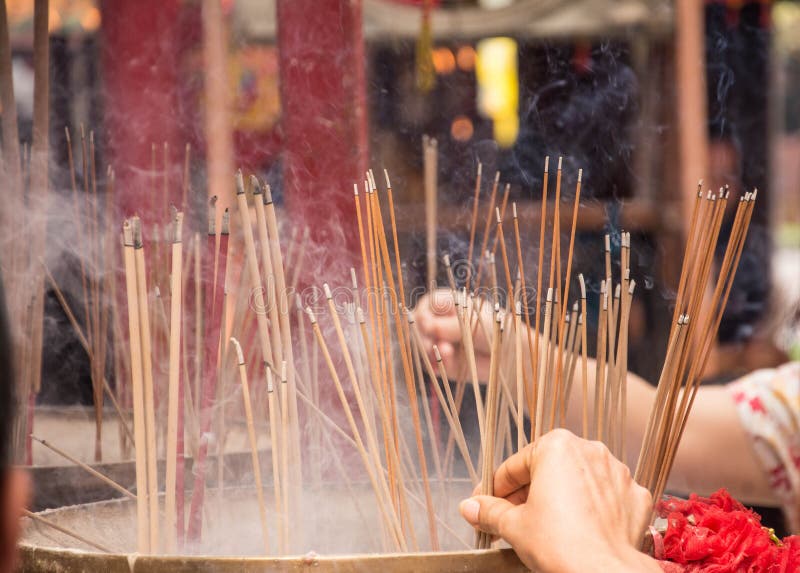 Joss sticks in to pot stock image. Image of granite, fragrant - 67413503